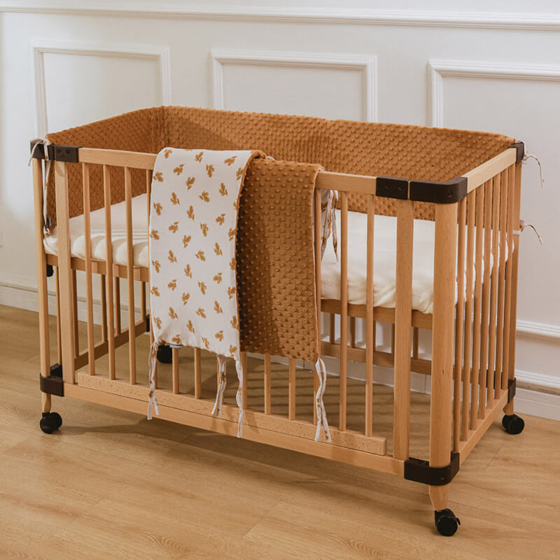 Wheat One-Piece Cot Bumper | Breathable Crib Bumper Brown – buKKub